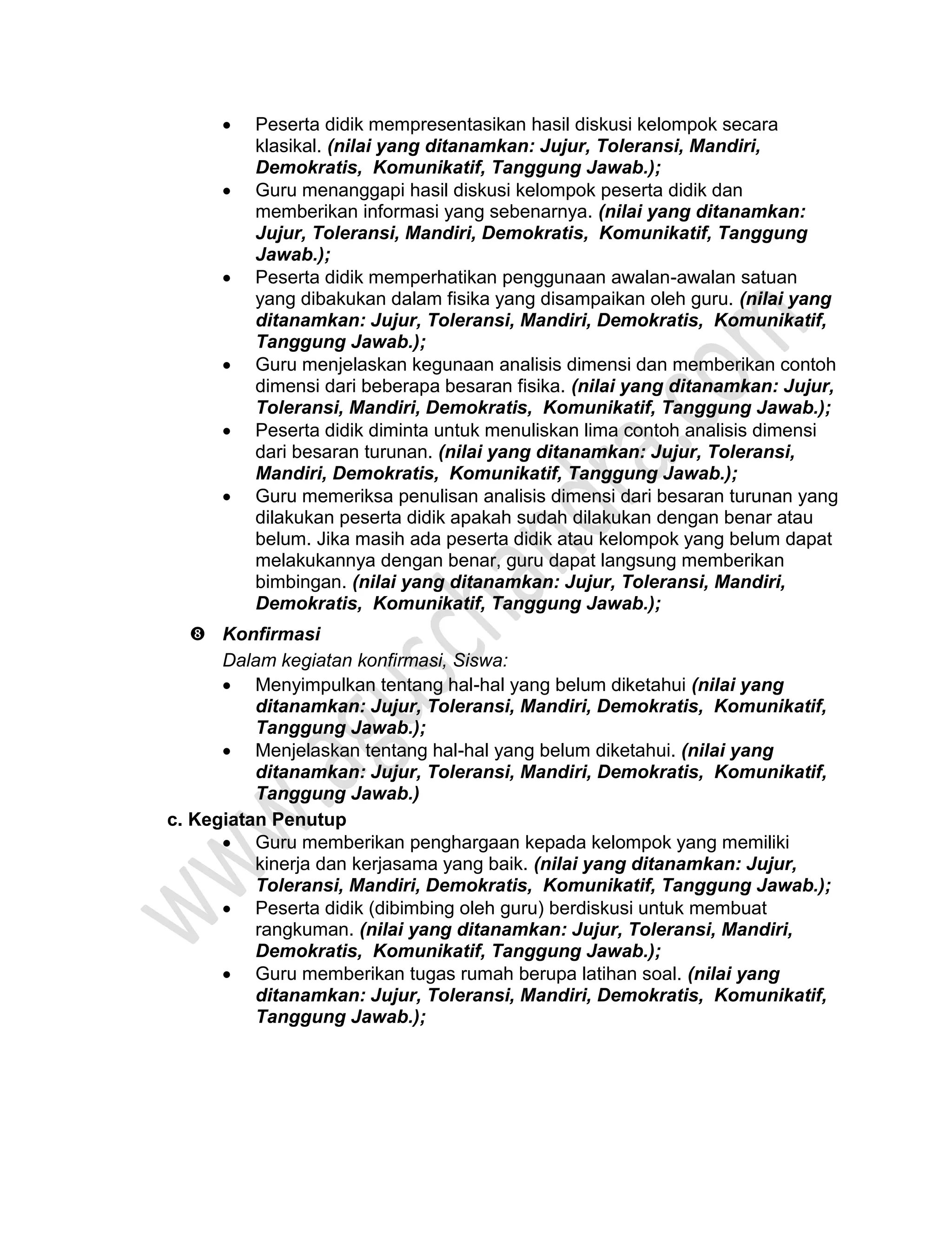 Contoh rpp sma berkarakter | PDF