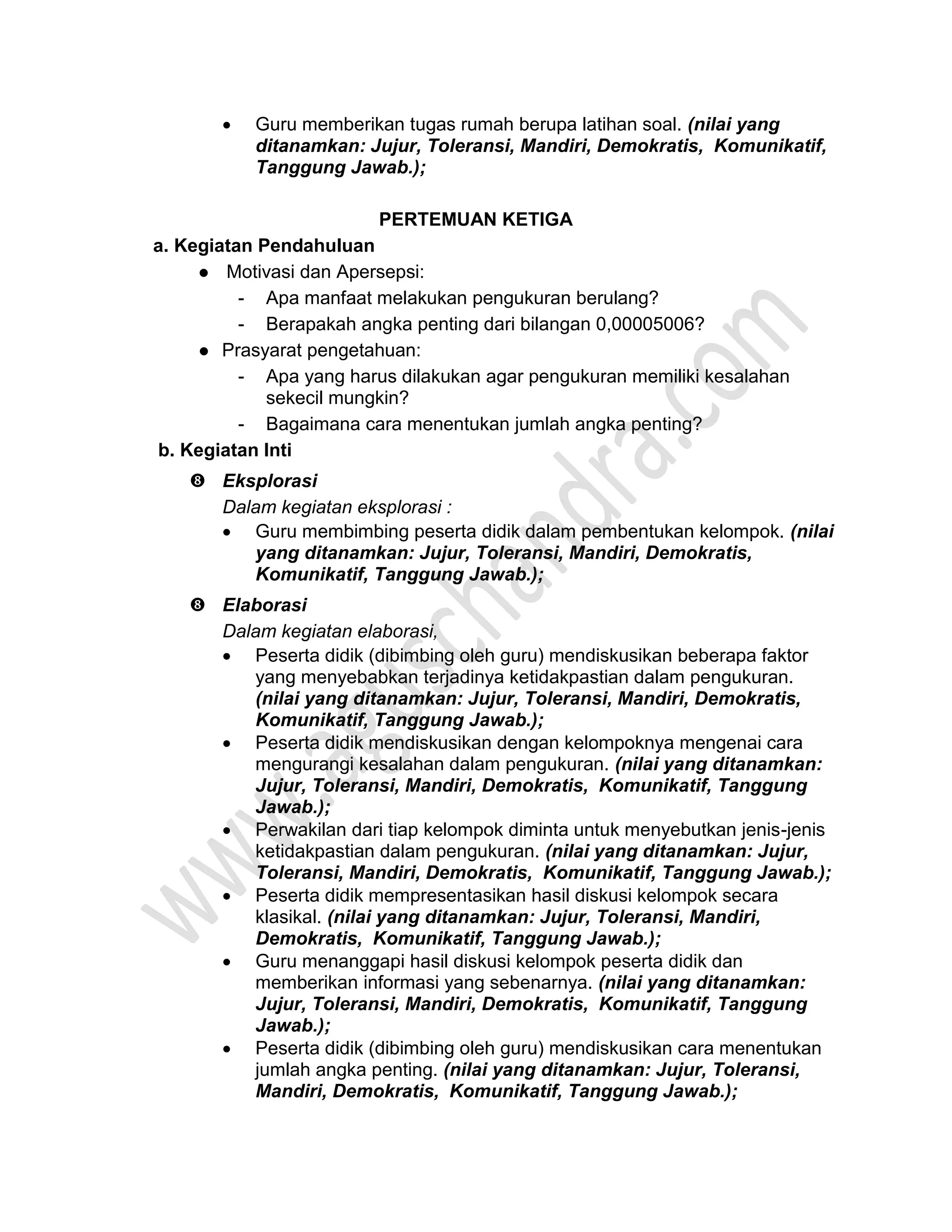 Contoh rpp sma berkarakter | PDF