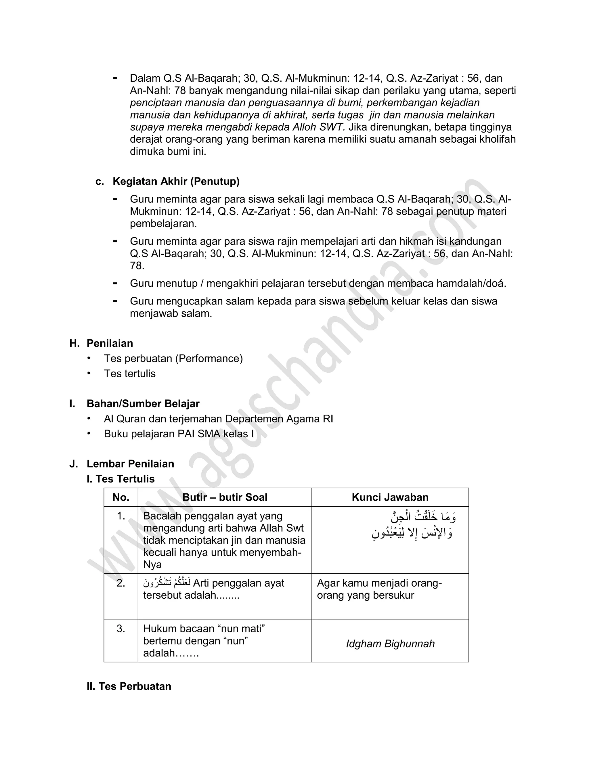Contoh rpp sma berkarakter | PDF