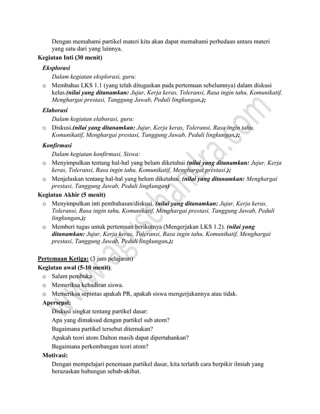 Contoh rpp sma berkarakter | PDF