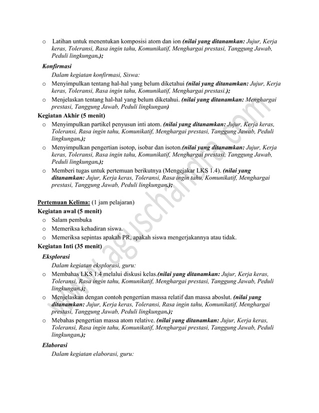 Contoh rpp sma berkarakter | PDF