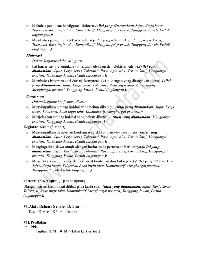 Contoh rpp sma berkarakter | PDF