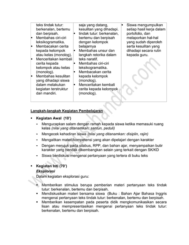 Contoh rpp sma berkarakter | PDF
