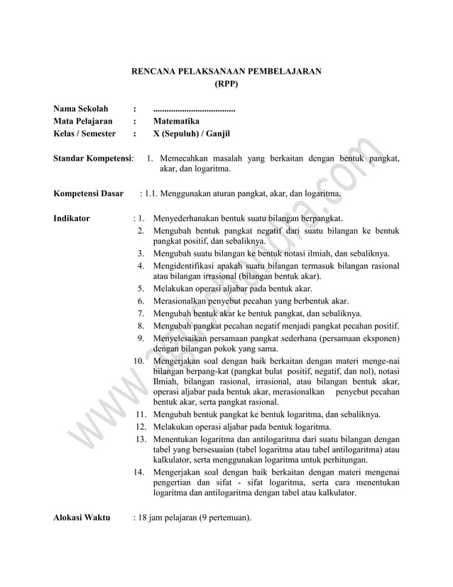 Contoh rpp sma berkarakter | PDF