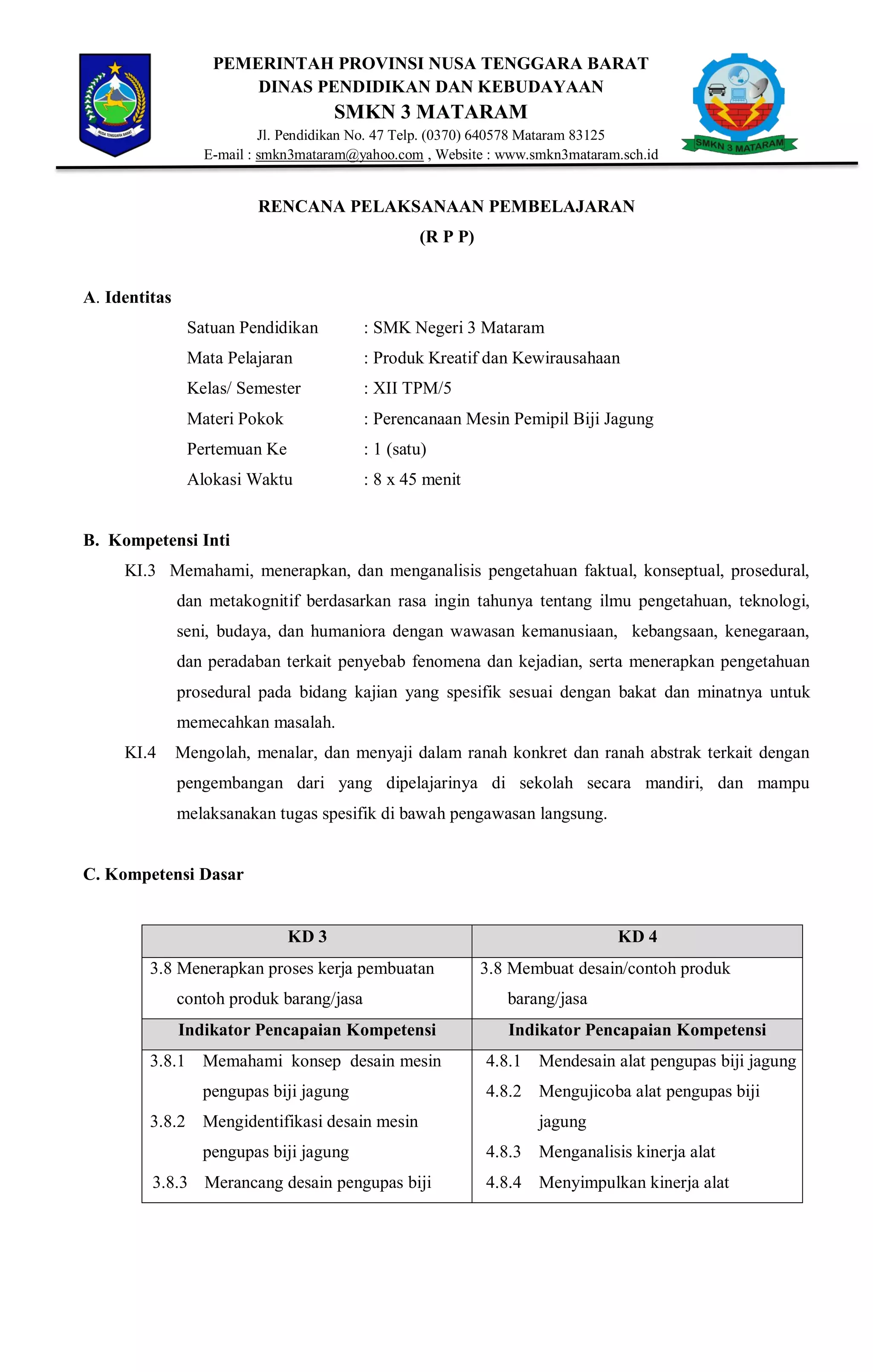 Contoh rpp stem teknik pemesinan | PDF