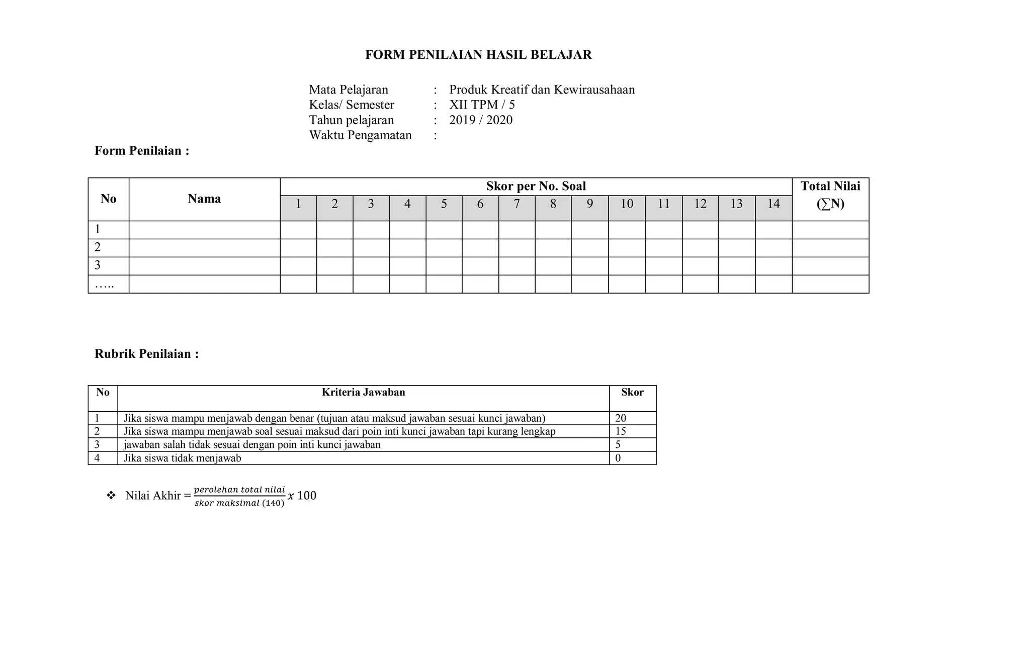 Contoh rpp stem teknik pemesinan | PDF