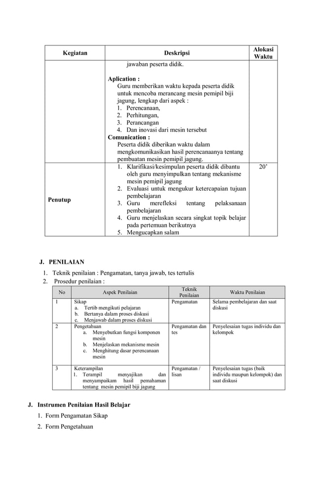 Contoh rpp stem teknik pemesinan | PDF