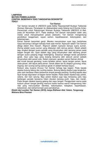 Contoh rpp teks deskripsi smp kelas 7 | PDF