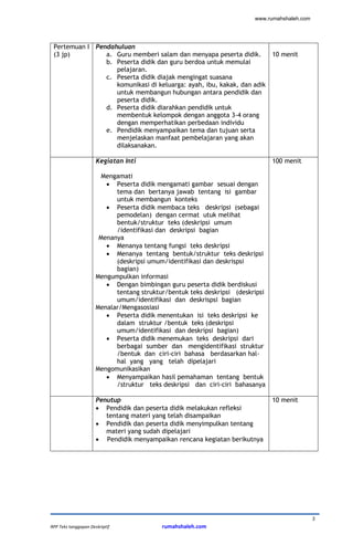 Contoh rpp teks deskripsi smp kelas 7 | PDF
