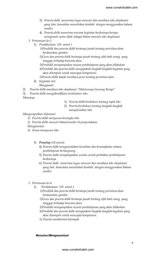 Contoh rpp teks eksplanasi smp kelas vii | PDF