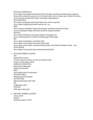 Contoh rpp tematik kelas rendah | DOCX