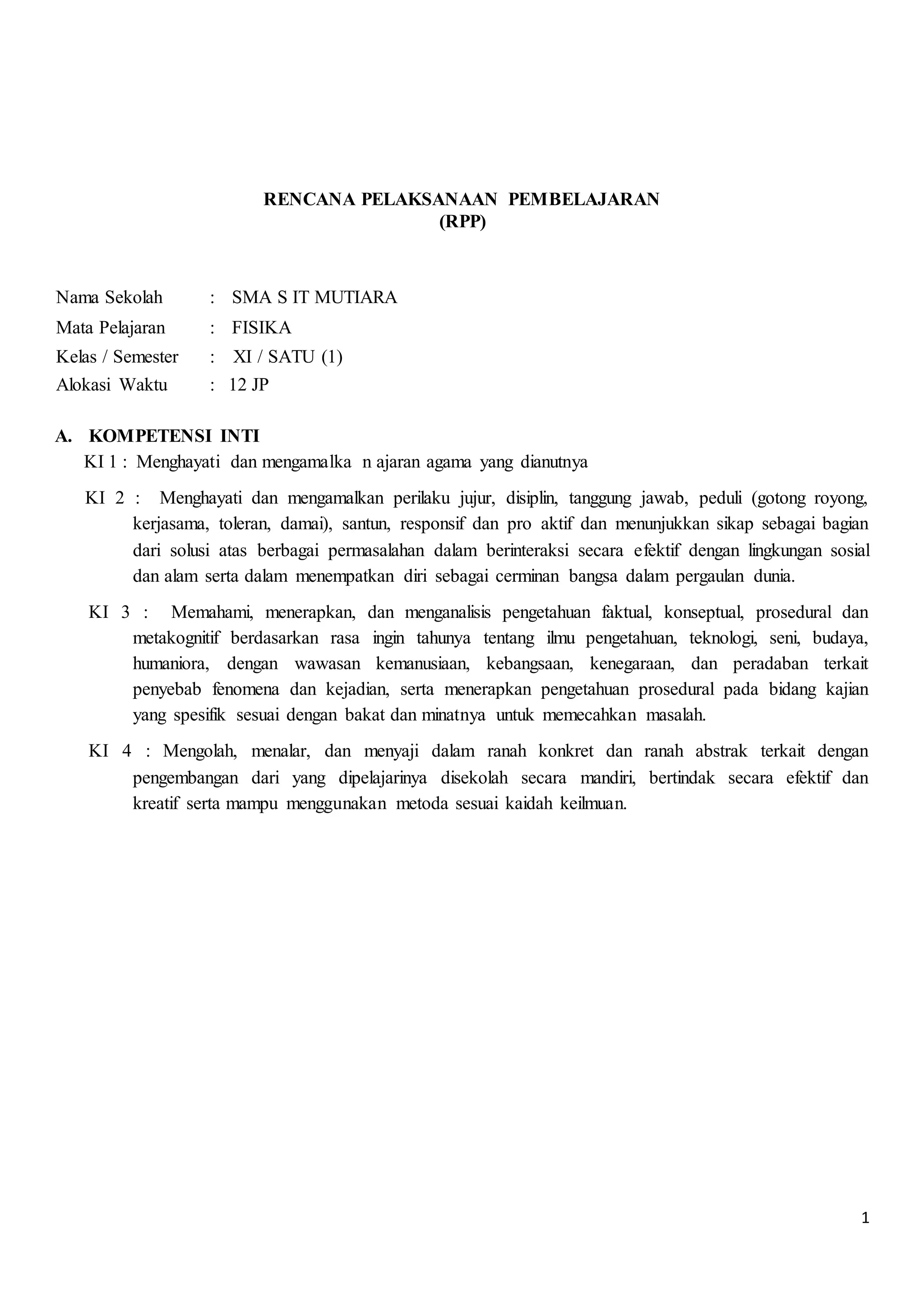 Contoh rpp terpadu | DOC
