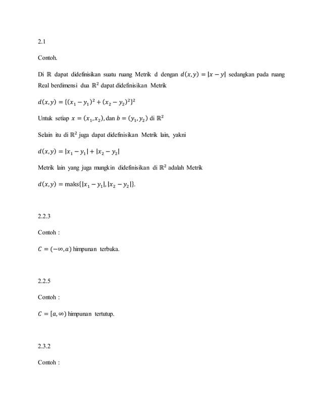 Contoh ruang metrik | DOCX