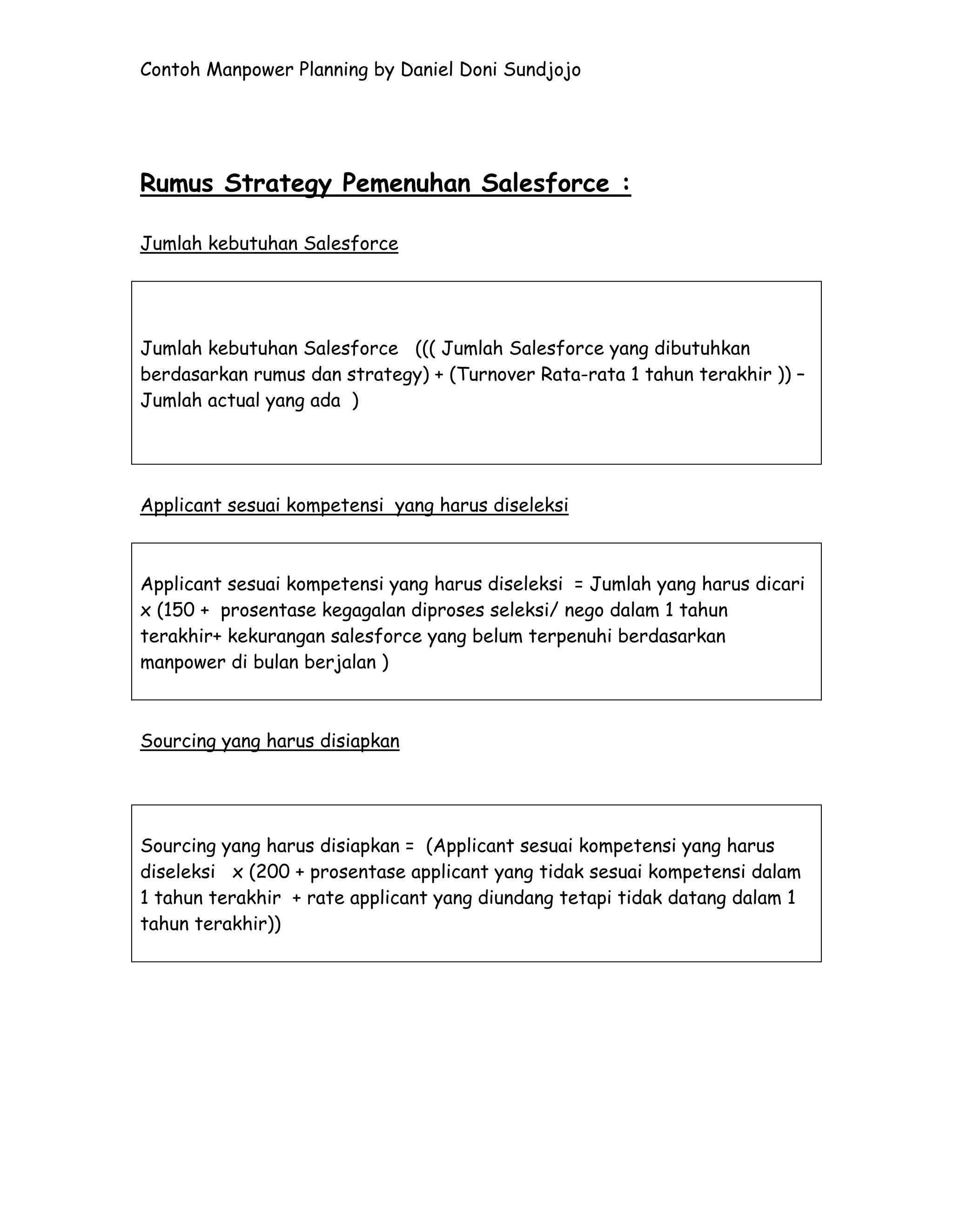 Contoh sederhana manpower planning by daniel doni sundjojo | PDF
