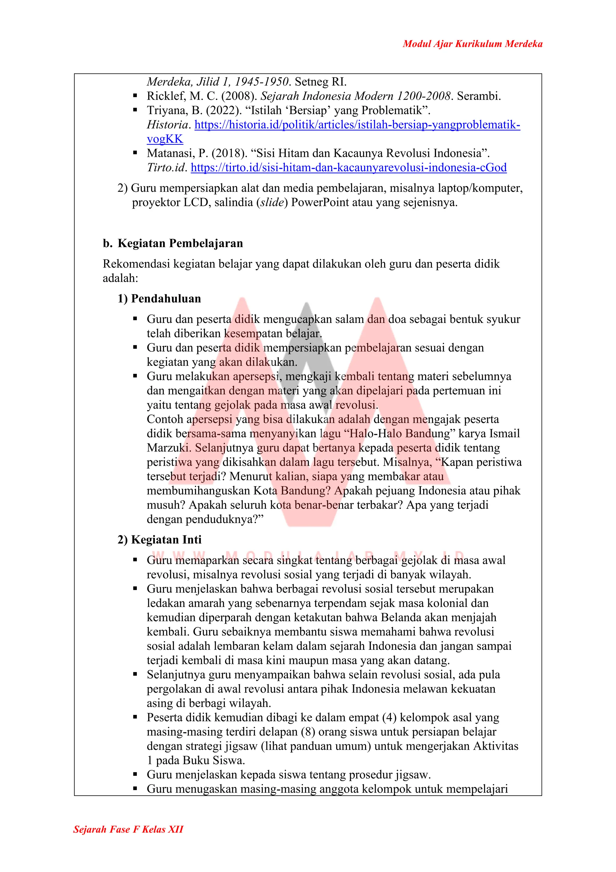 Modul Ajar Sejarah Kelas 12 Kurikulum Merdeka | PDF