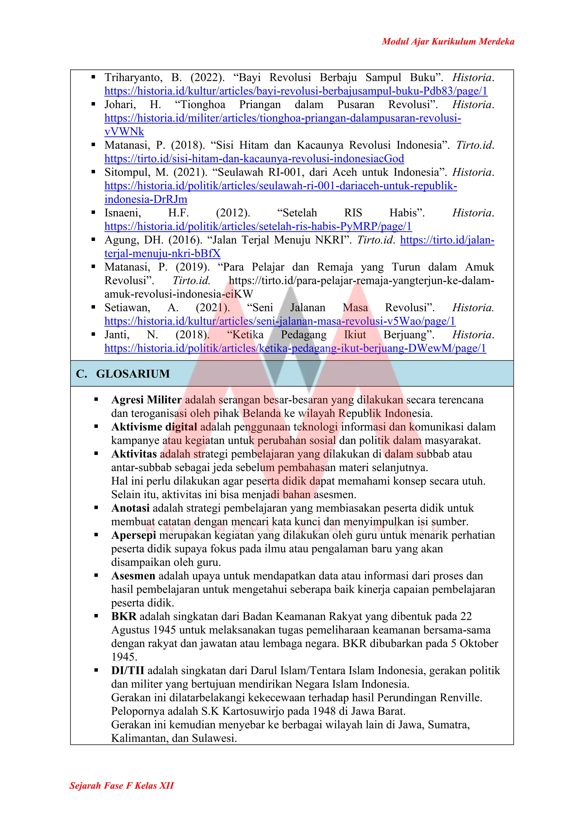 Modul Ajar Sejarah Kelas 12 Kurikulum Merdeka | PDF