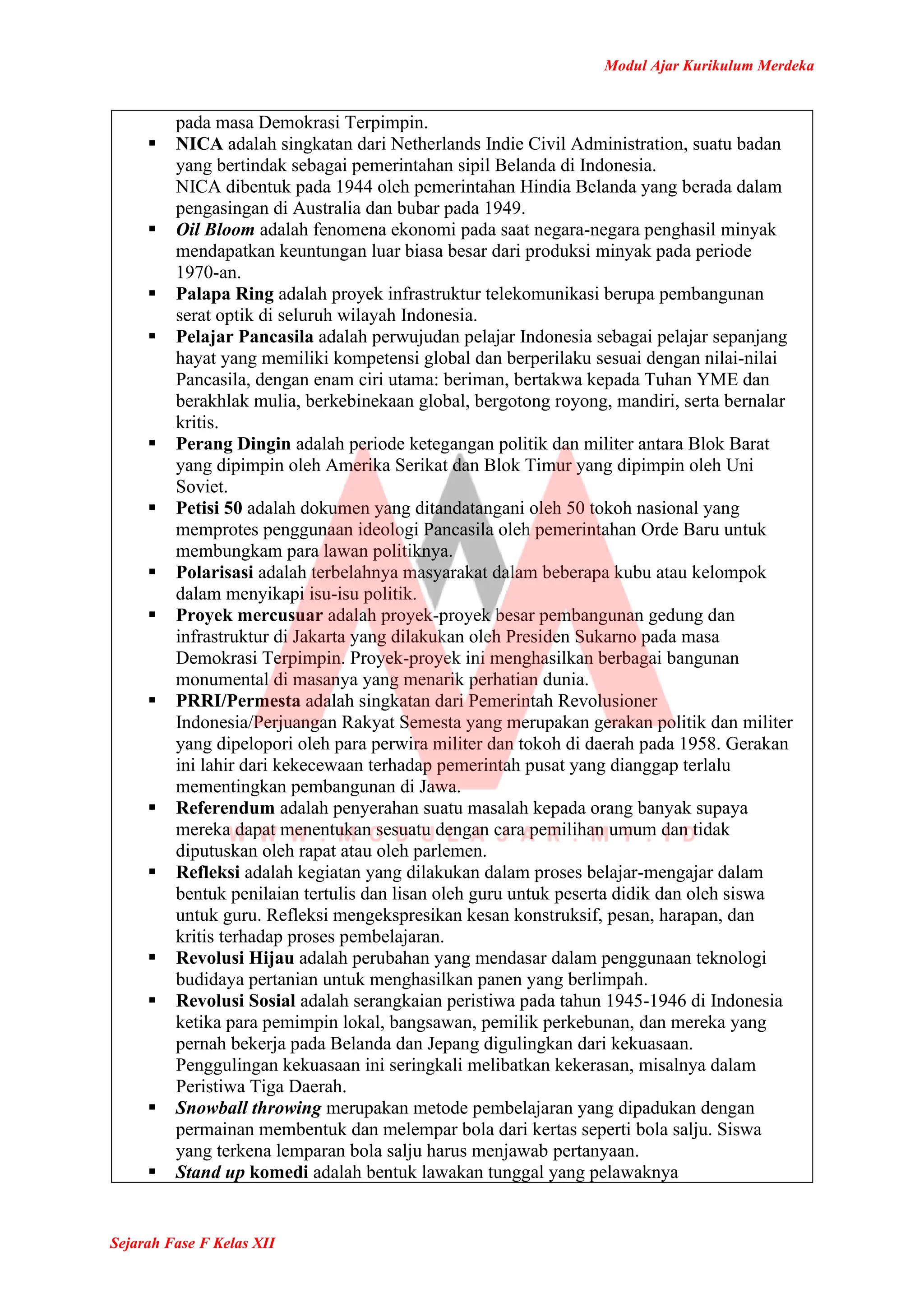 Modul Ajar Sejarah Kelas 12 Kurikulum Merdeka | PDF