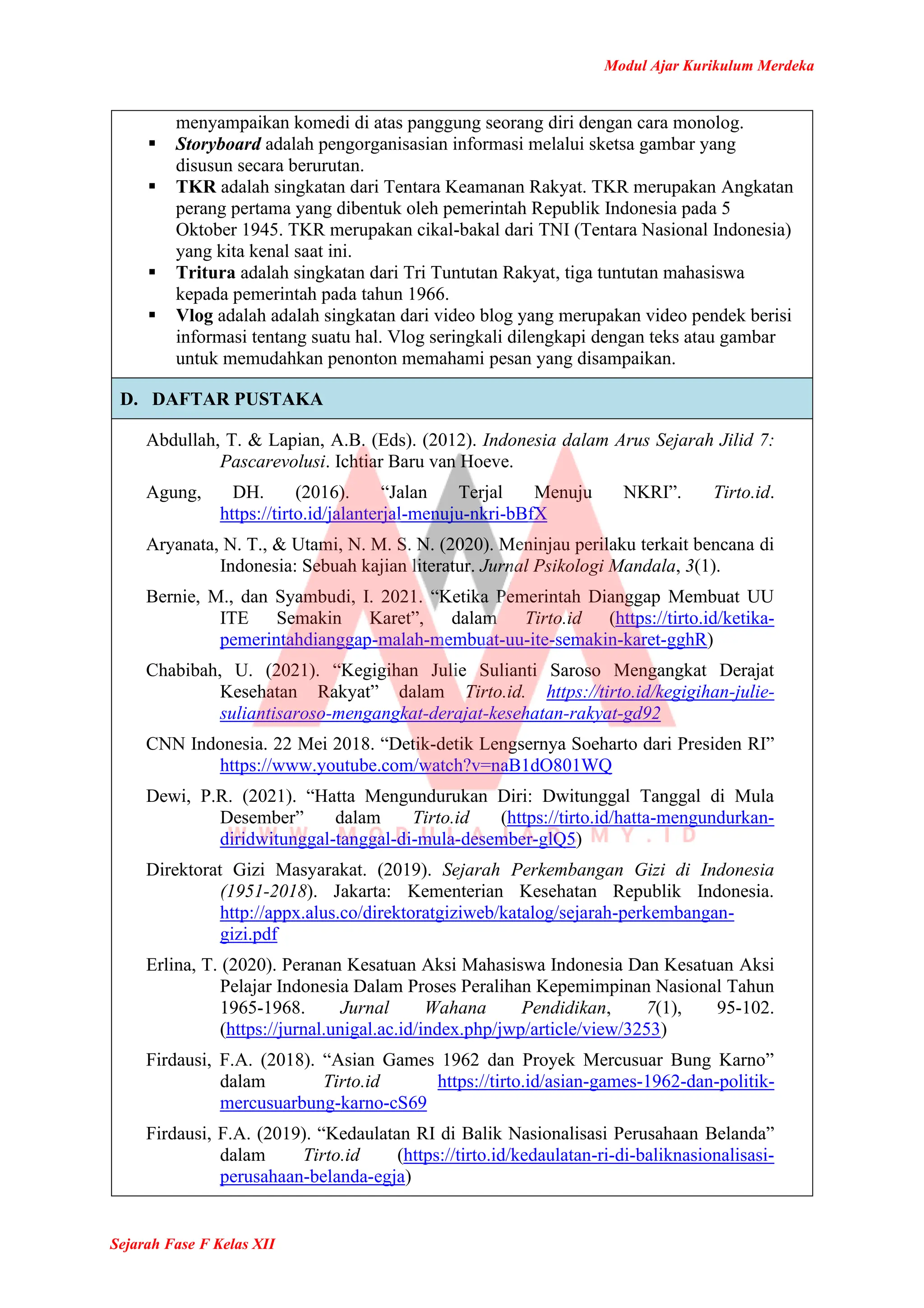 Modul Ajar Sejarah Kelas 12 Kurikulum Merdeka | PDF