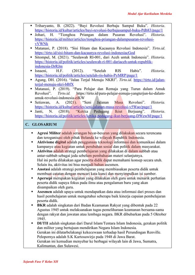 Modul Ajar Sejarah Kelas 12 Kurikulum Merdeka | PDF