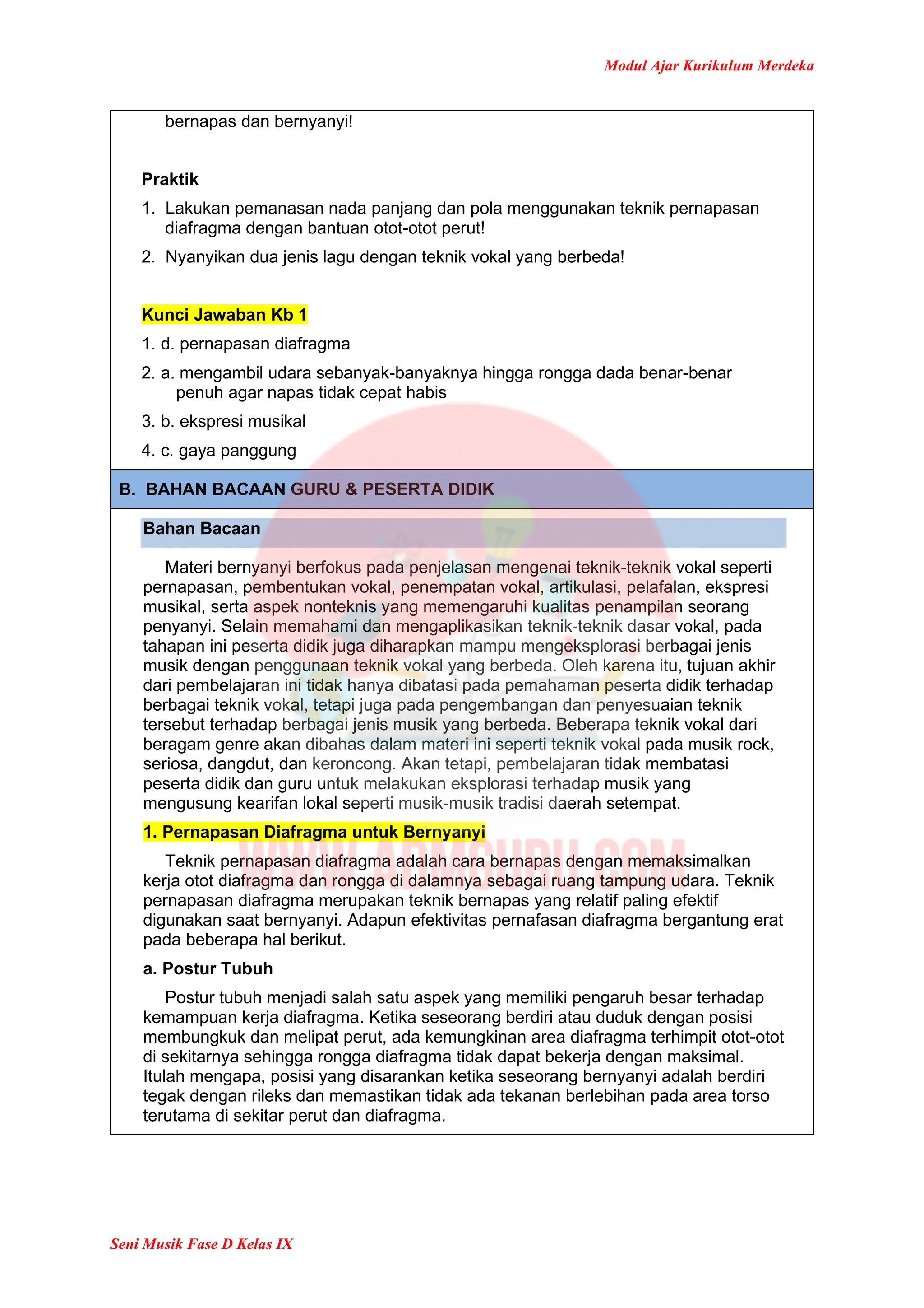 Modul Ajar Seni Musik Kelas 9 Kurikulum Merdeka | PDF