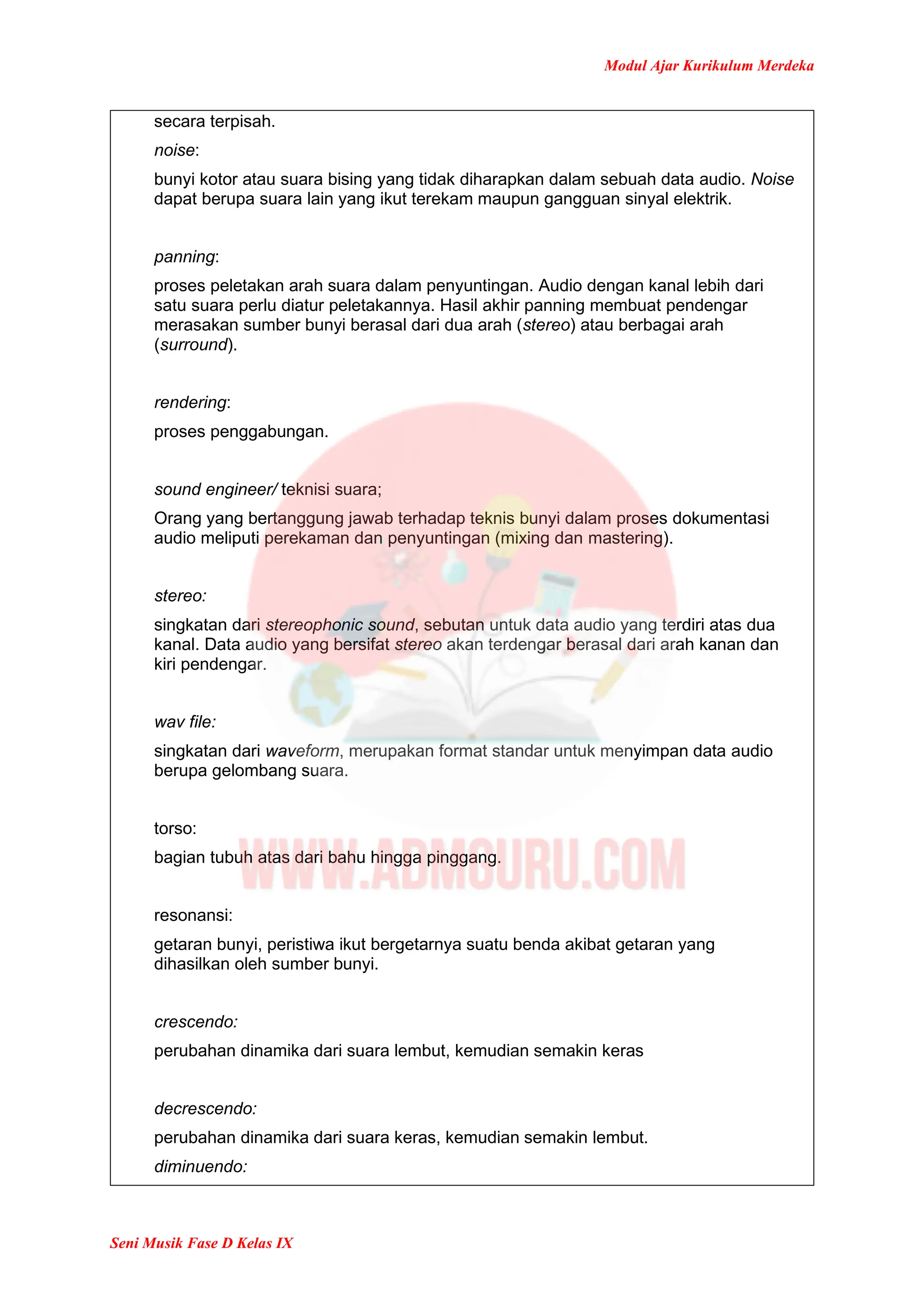 Modul Ajar Seni Musik Kelas 9 Kurikulum Merdeka | PDF