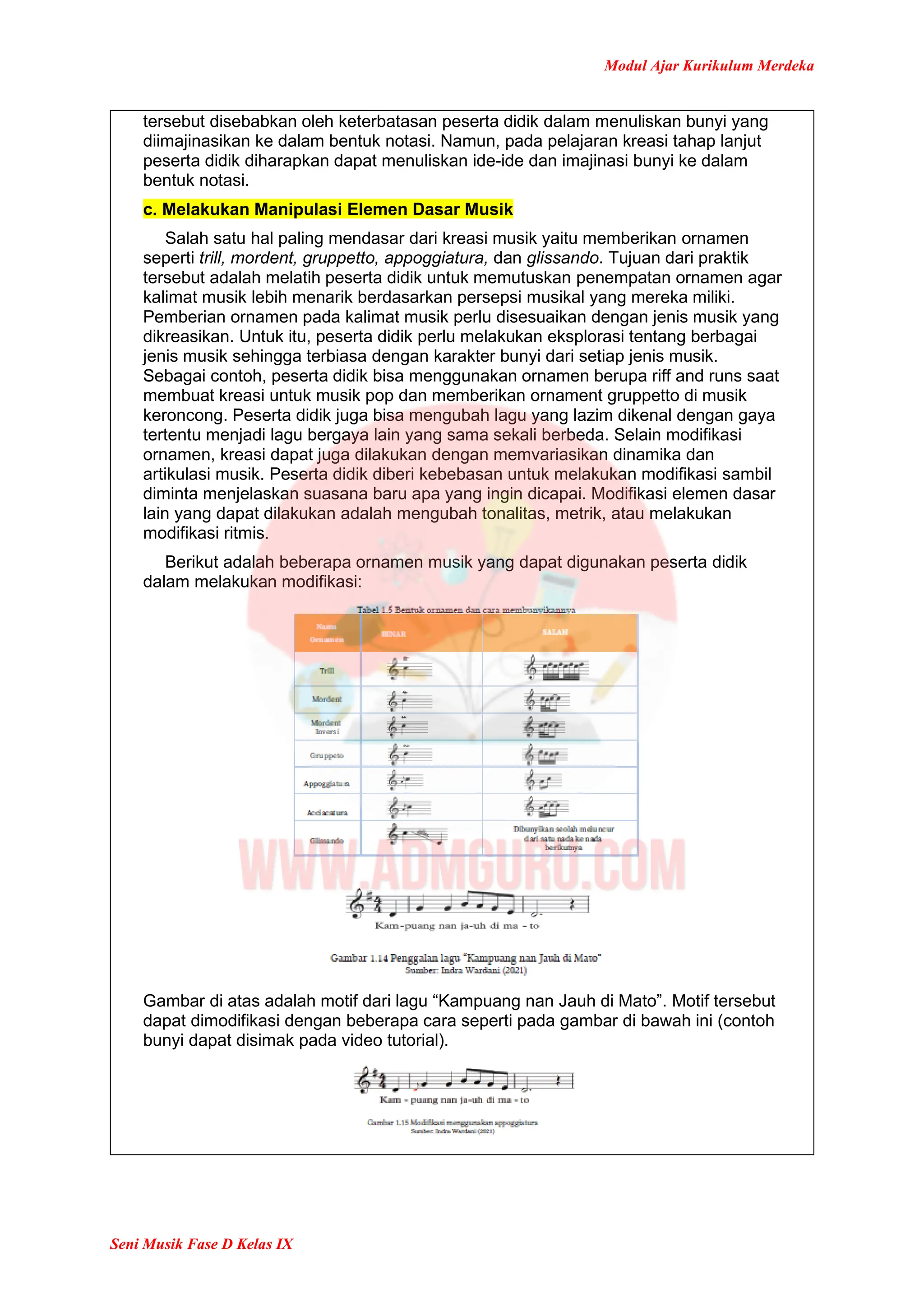 Modul Ajar Seni Musik Kelas 9 Kurikulum Merdeka | PDF