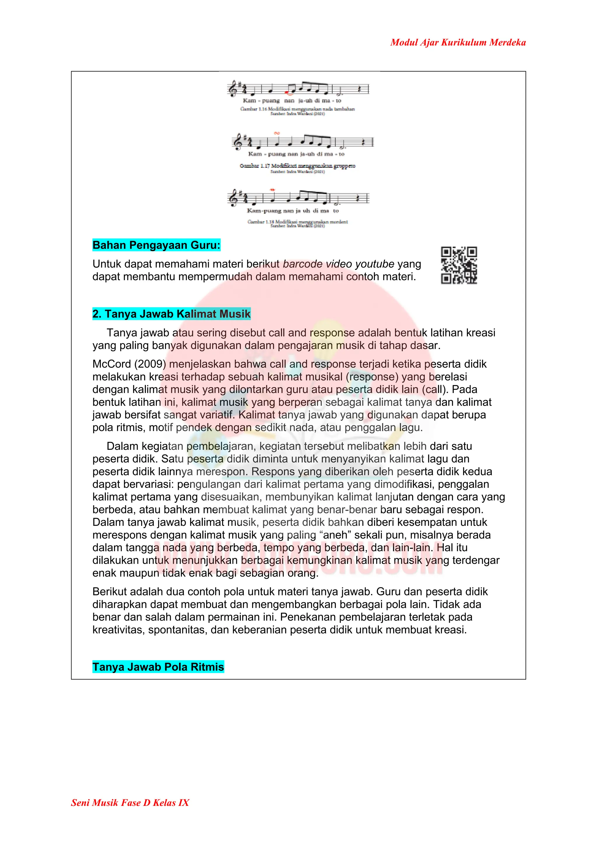 Modul Ajar Seni Musik Kelas 9 Kurikulum Merdeka | PDF