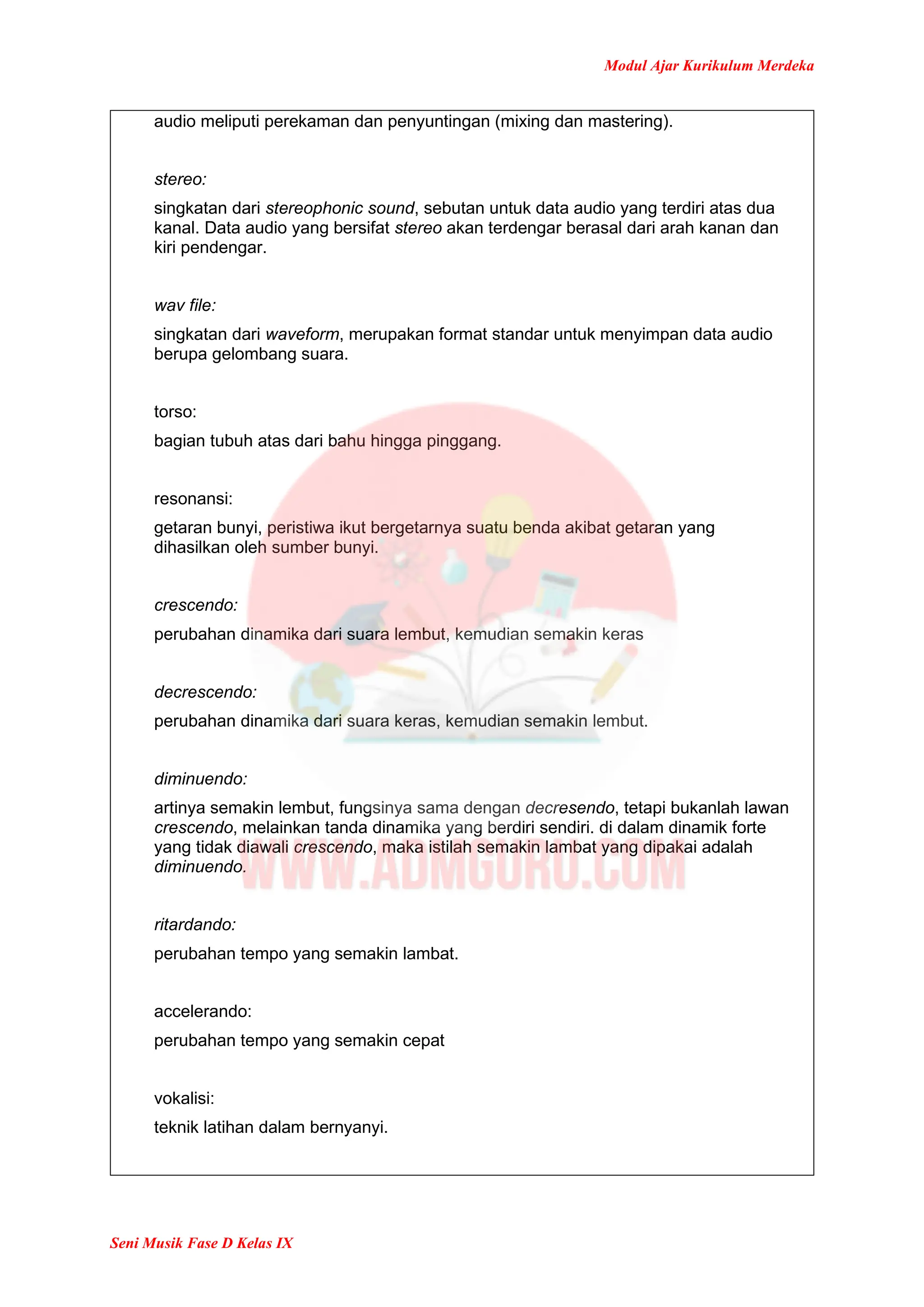 Modul Ajar Seni Musik Kelas 9 Kurikulum Merdeka | PDF