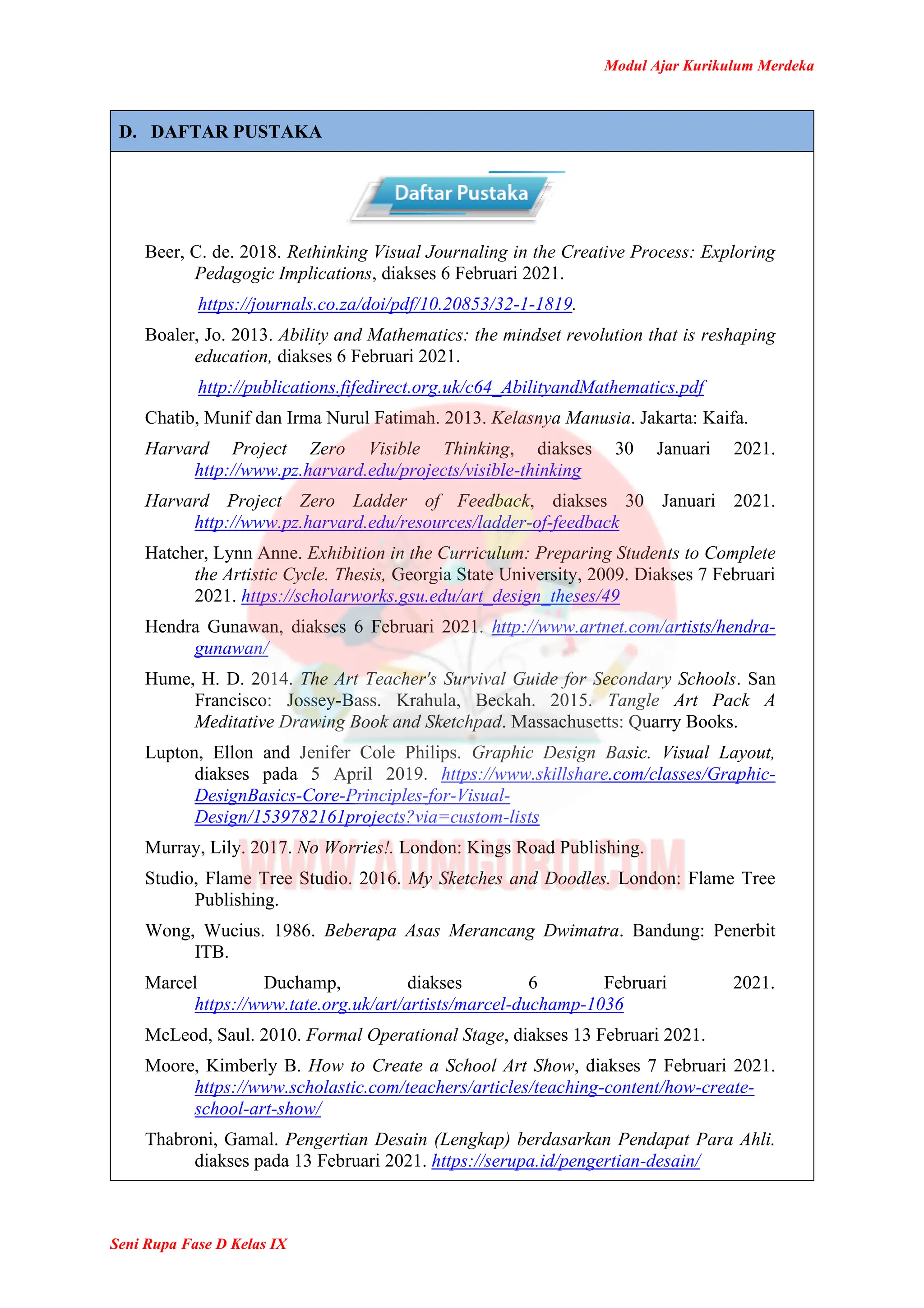 Modul Ajar Seni Rupa Kelas 9 Kurikulum Merdeka | PDF