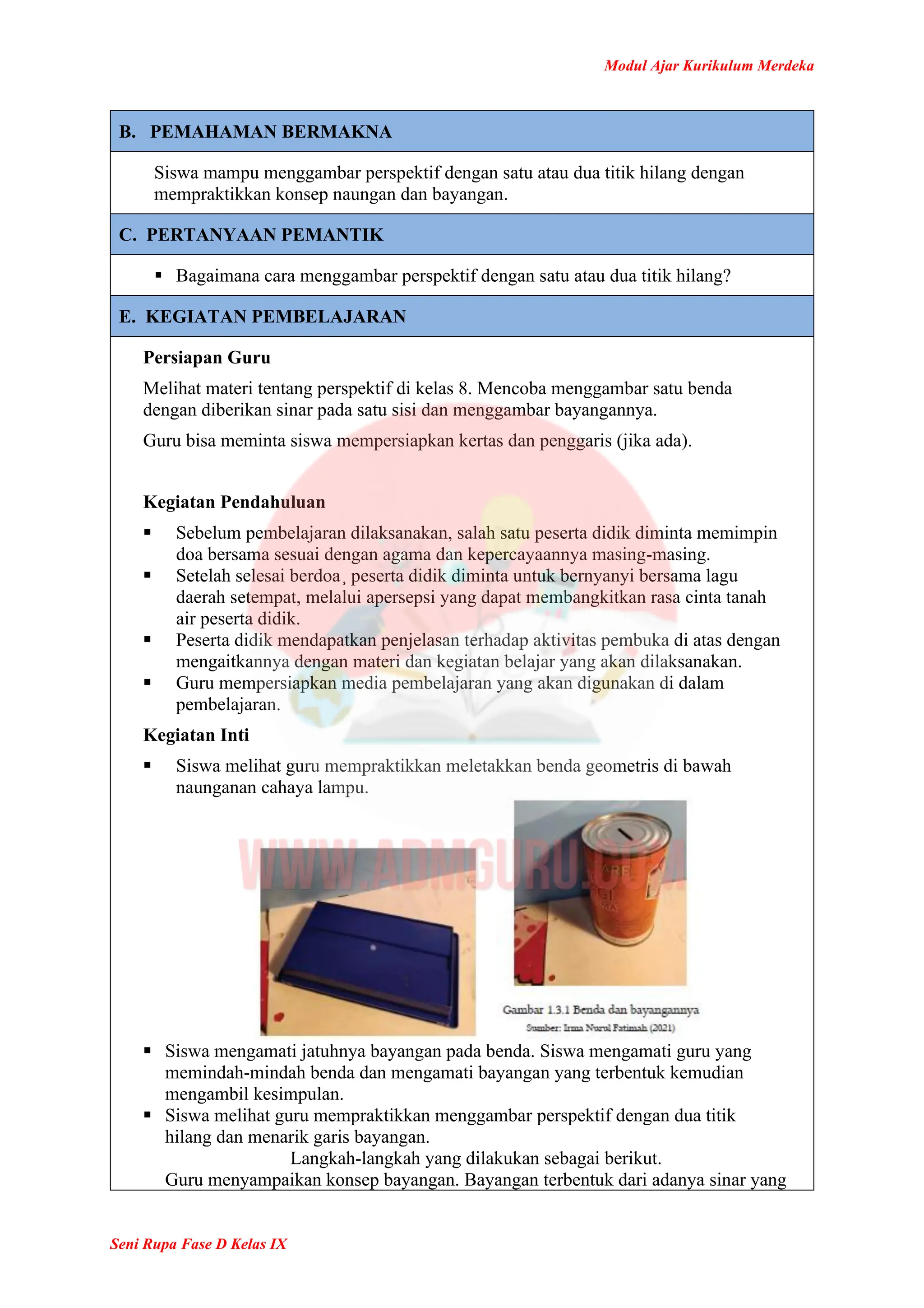 Modul Ajar Seni Rupa Kelas 9 Kurikulum Merdeka | PDF