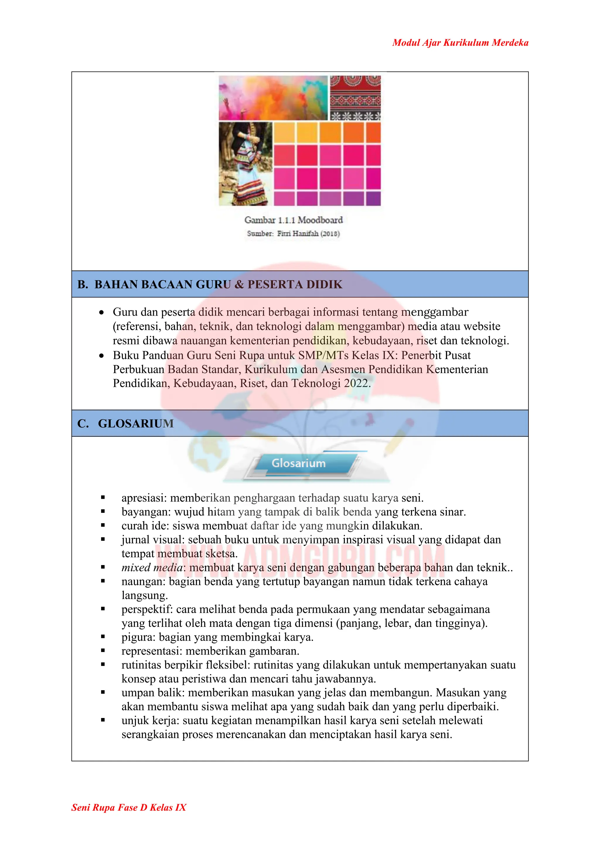 Modul Ajar Seni Rupa Kelas 9 Kurikulum Merdeka | PDF