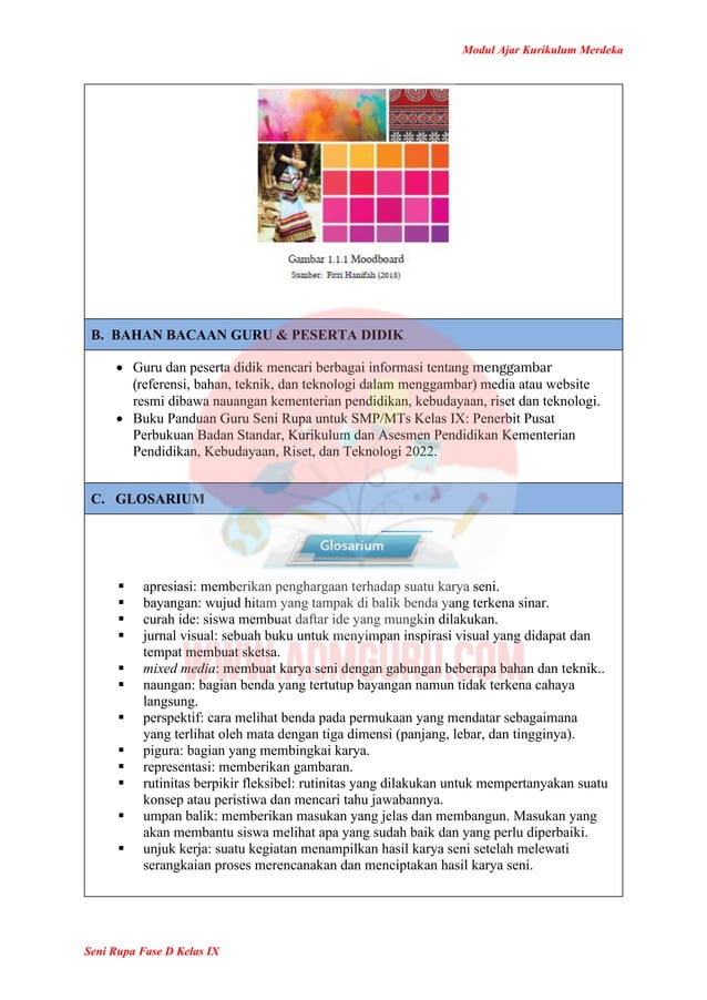 Modul Ajar Seni Rupa Kelas 9 Kurikulum Merdeka | PDF