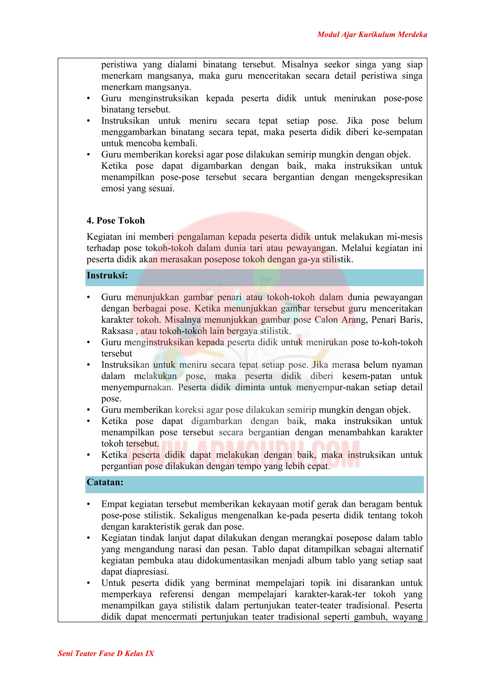 Modul Ajar Seni Teater Kelas 9 Kurikulum Merdeka | PDF