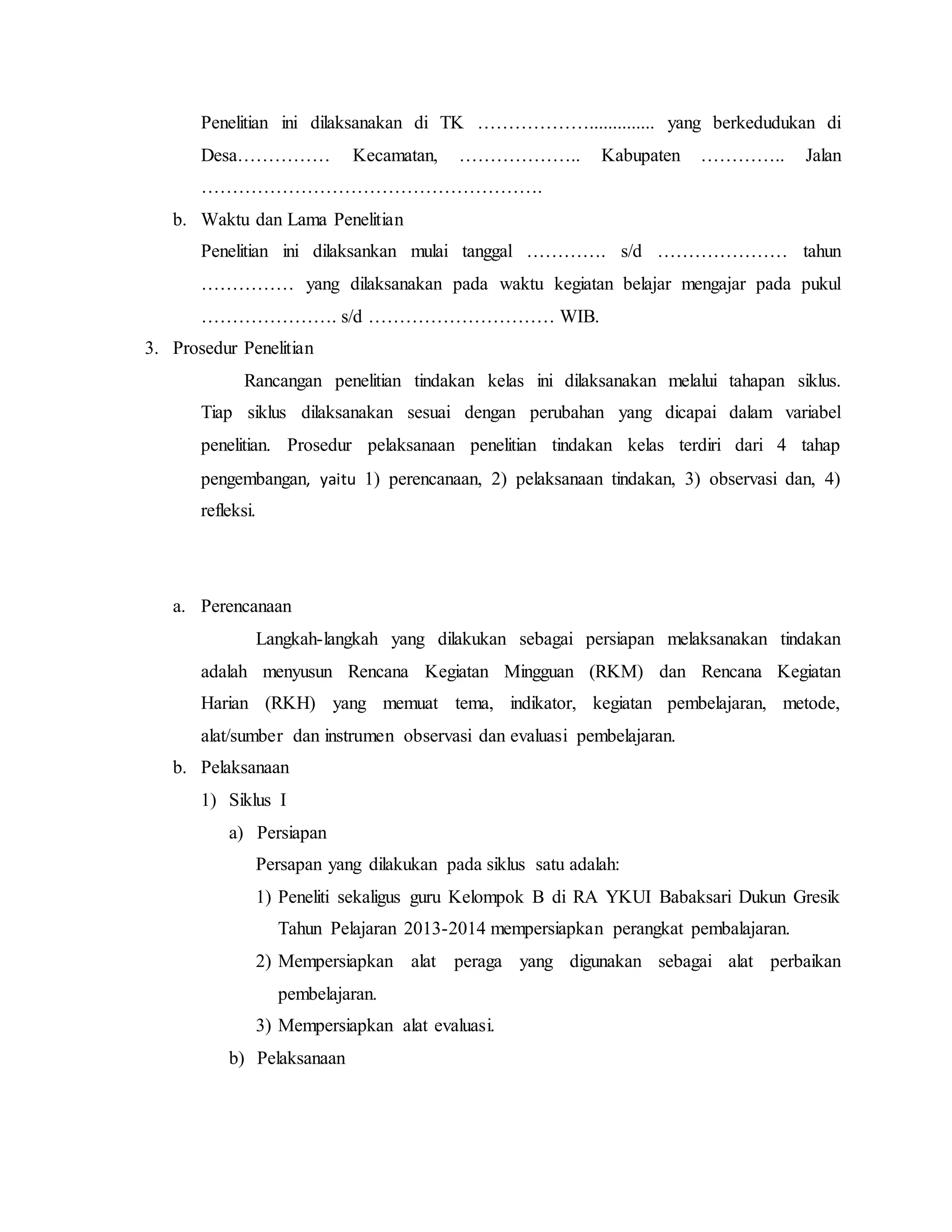 Contoh sistematika proposal ptk ut | DOCX