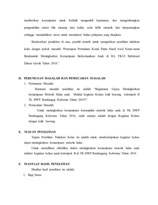 Contoh sistematika proposal ptk ut | DOCX