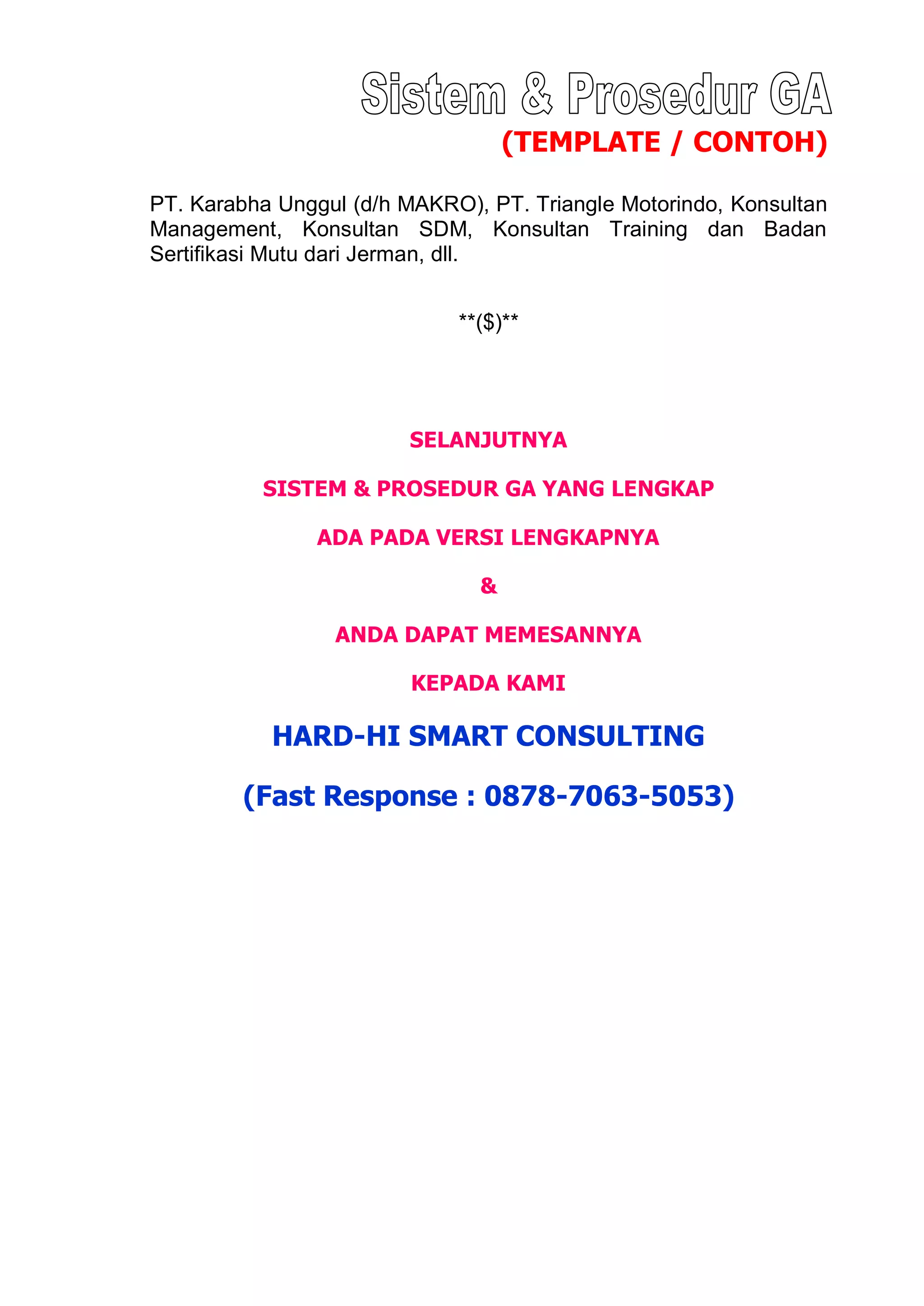 CONTOH SOP GA 2015 | PDF