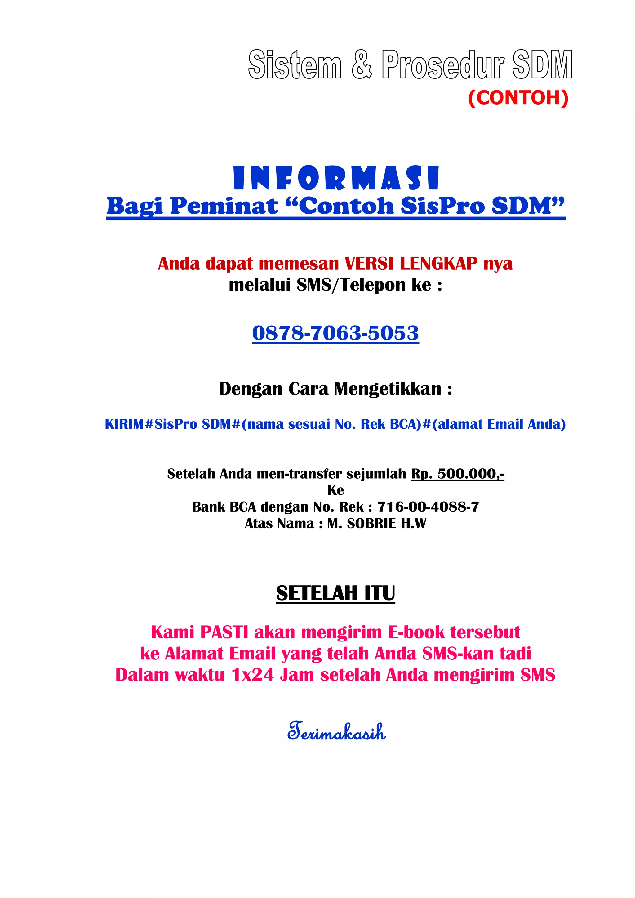 CONTOH SOP SDM Perusahaan (Best Practise) | PDF