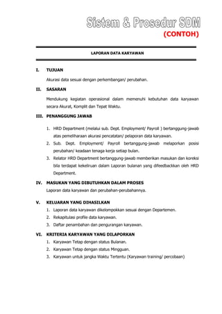 CONTOH SOP SDM Perusahaan (Best Practise) | PDF
