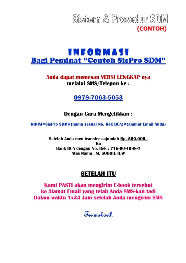CONTOH SOP SDM Perusahaan (Best Practise) | PDF