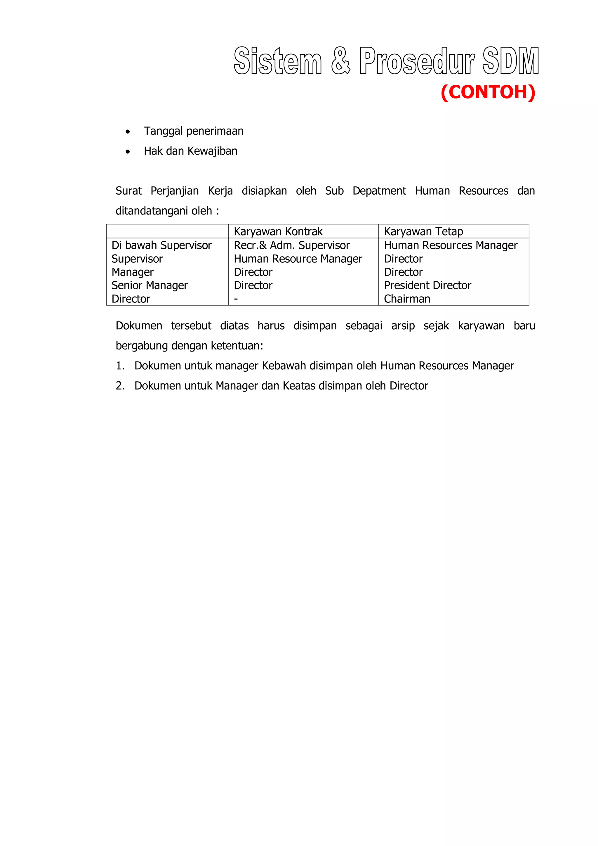 Contoh SOP SDM Perusahaan Best Practise | PDF