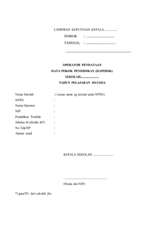 Contoh sk dapodik-sekolah1 | DOCX