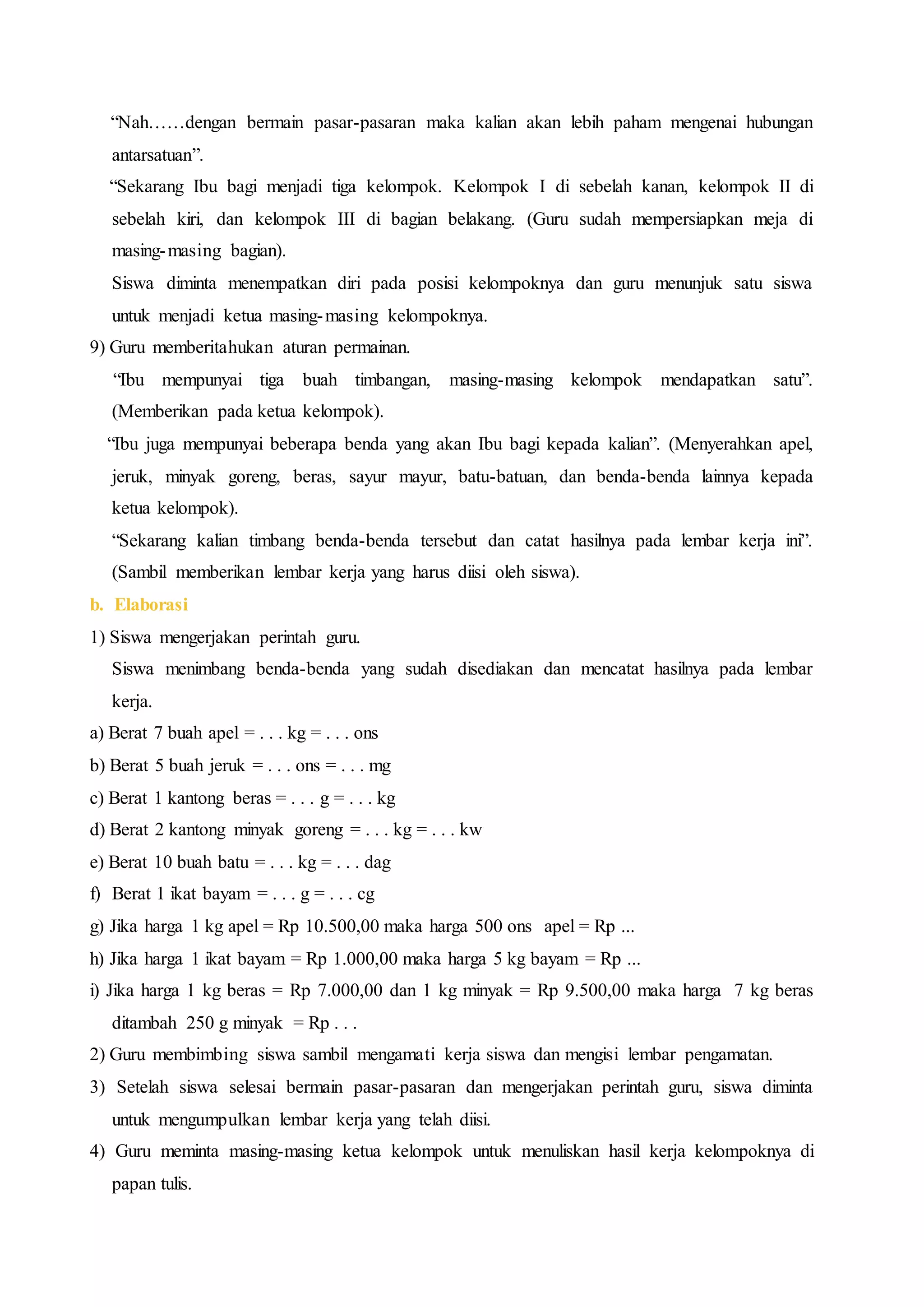 Contoh skenario pembelajaran | DOCX
