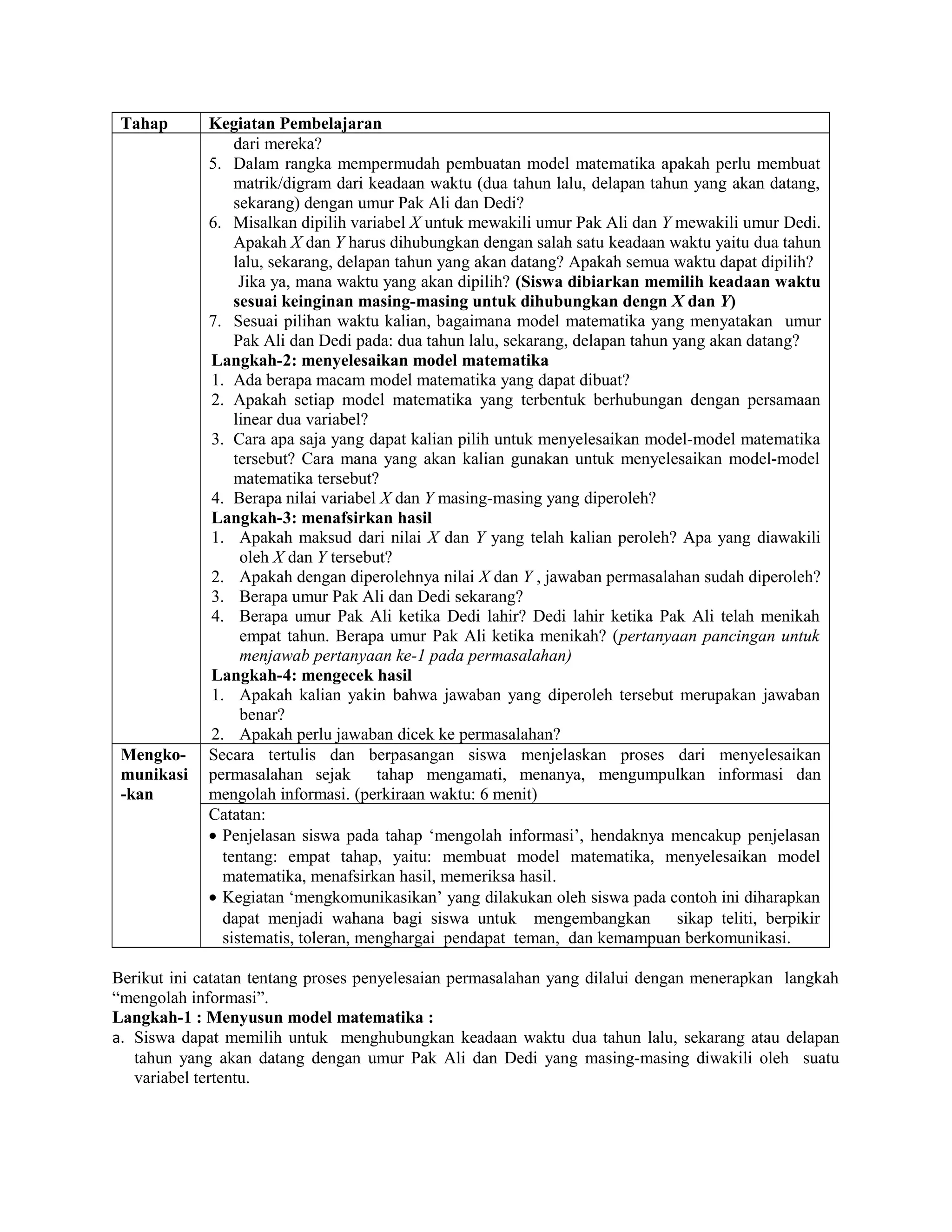 Contoh Skenario Pembelajaran | DOC