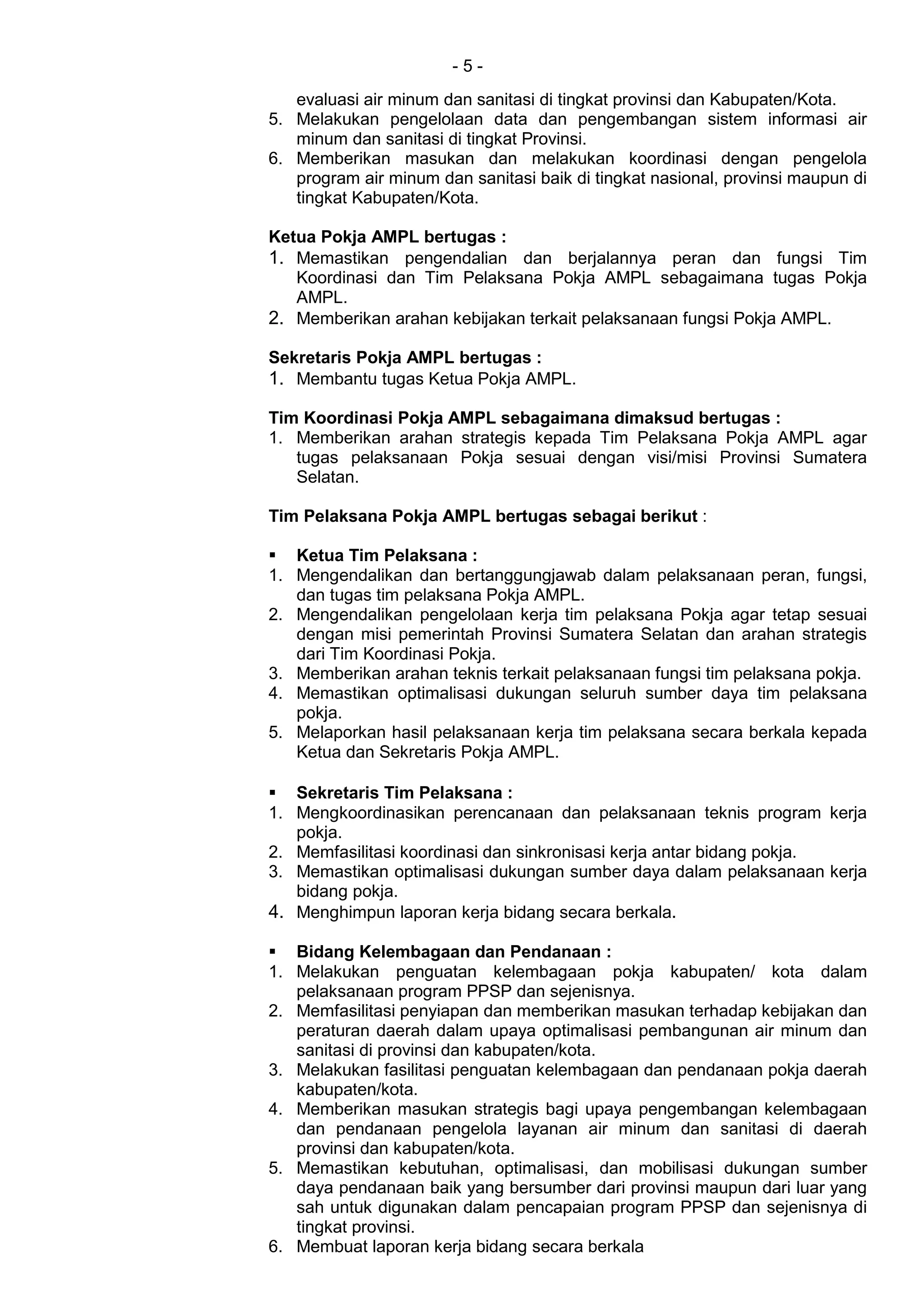 Contoh SK Gubernur Pembentukan Pokja AMPL Povinsi | PDF