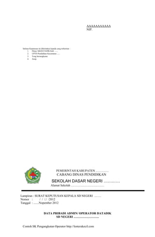 Contoh sk operator | DOC