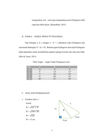 Tugas Program Aplikom Relasi Triple Pythagoras Card dan Pemahaman Siswa | PDF