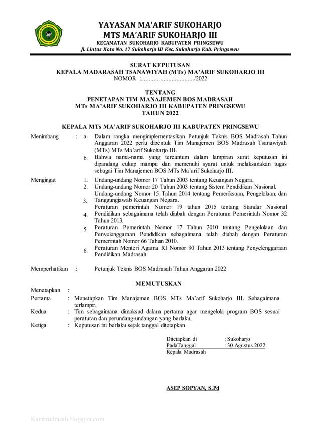 Contoh SK Tim Manajemen BOS (madrasah).docx