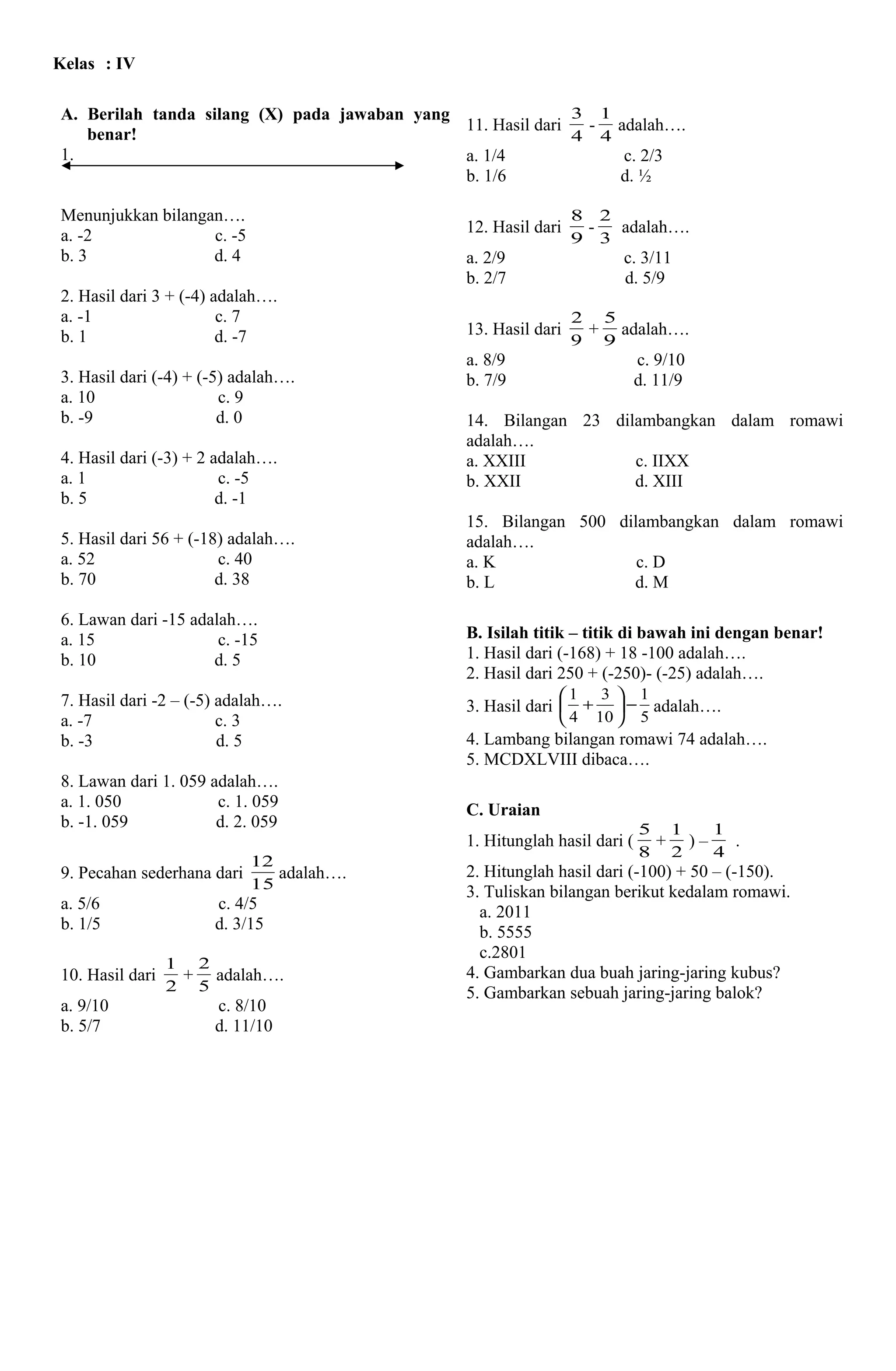 Contoh soal soal ujian | DOC