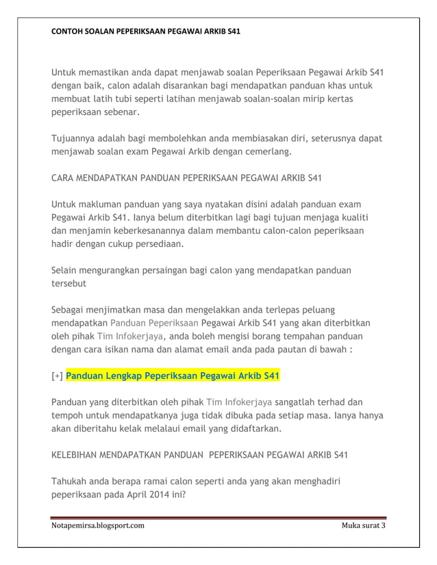 Contoh soalan dan format peperiksaan pegawai arkib s41 | PDF