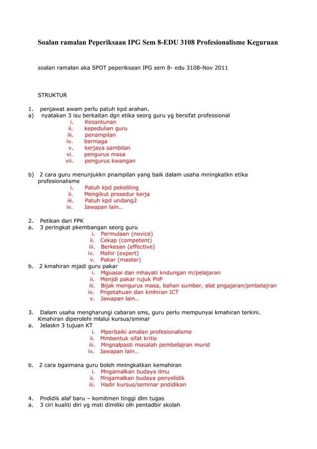 Contoh soalan edu3108 | PDF